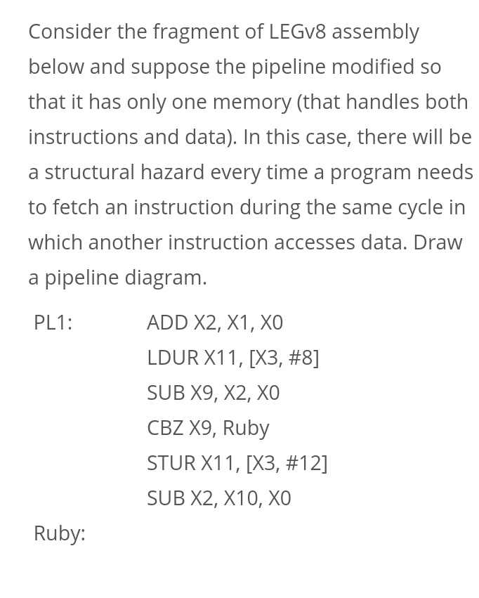 Solved Consider the fragment of LEGV8 assembly below and | Chegg.com