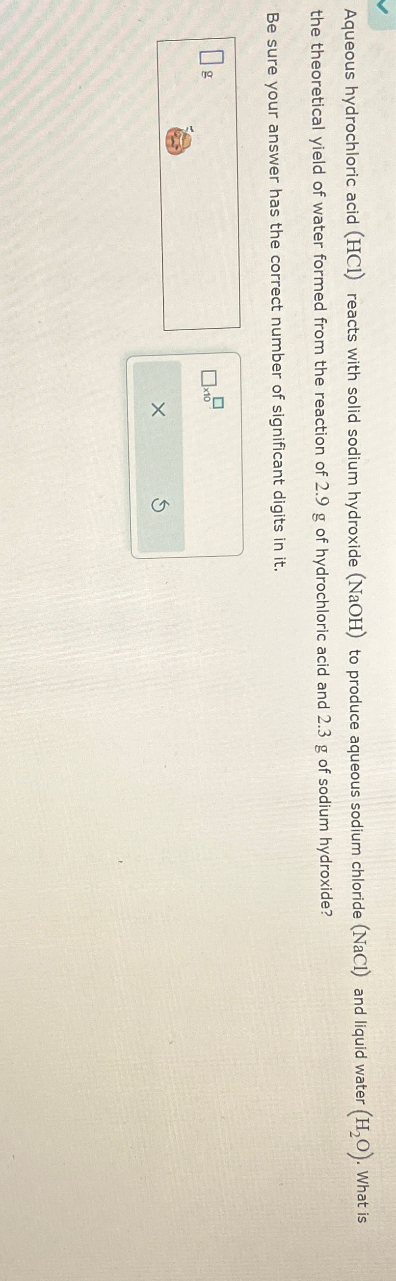Solved Aqueous hydrochloric acid (HCl) ﻿reacts with solid | Chegg.com