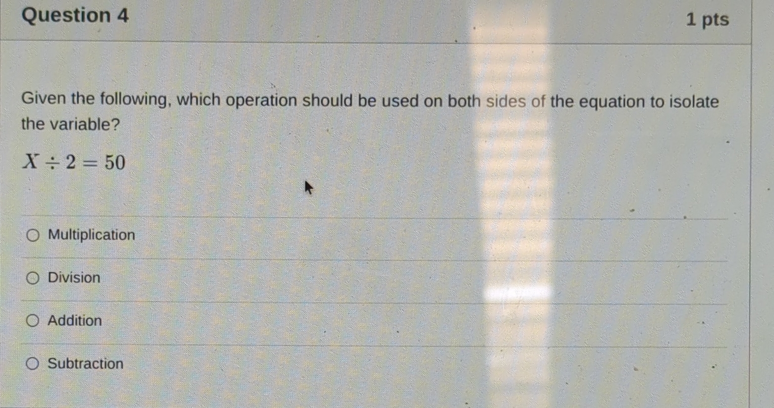 Solved Question 41 ﻿ptsGiven the following, which operation | Chegg.com
