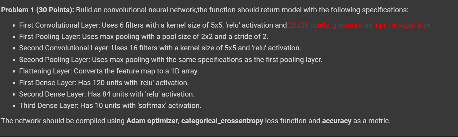 Solved Problem 1 (30 ﻿Points): Build an convolutional neural | Chegg.com