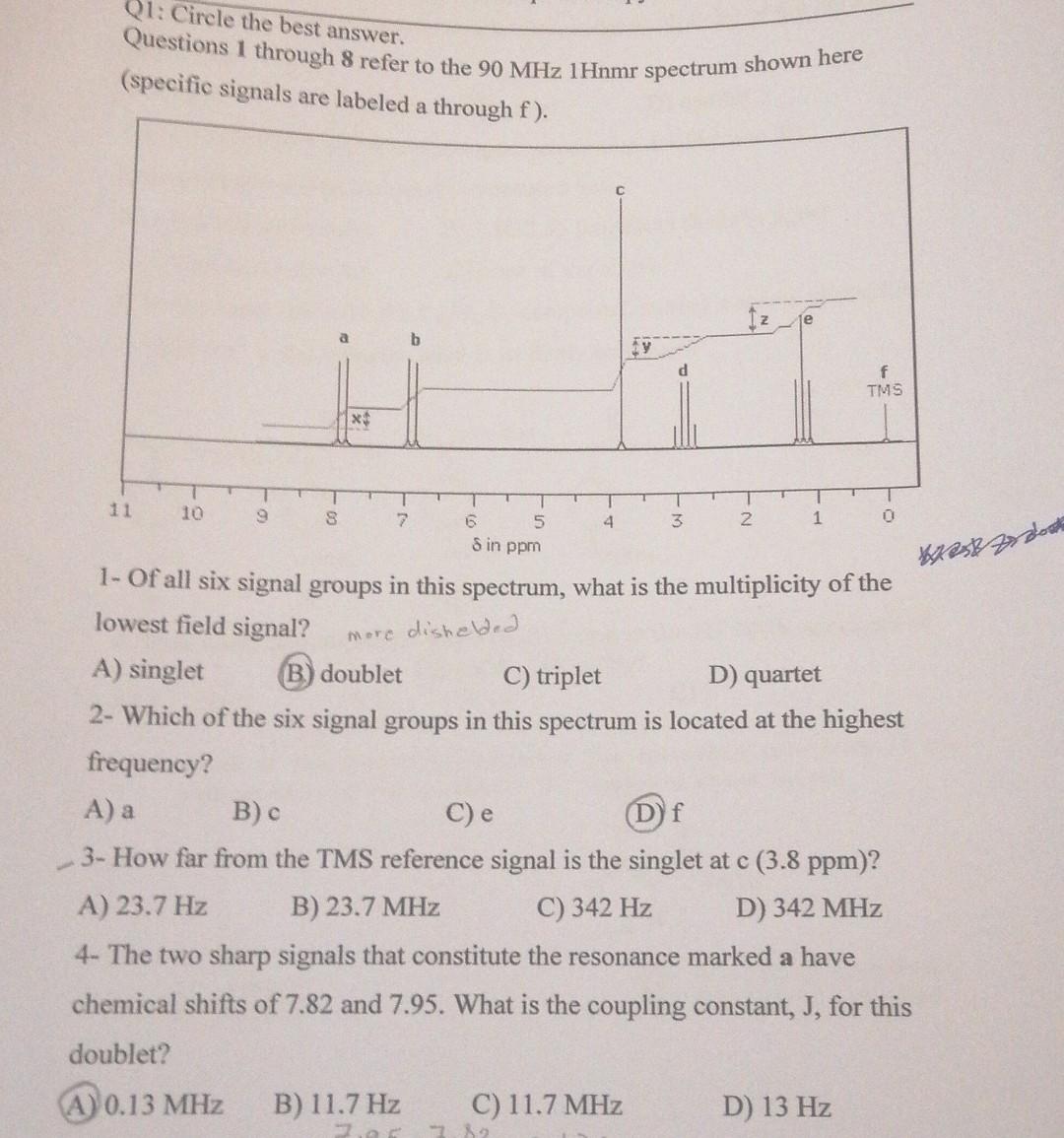 Solved Q1: Circle the best answer. Questions 1 through 8 | Chegg.com