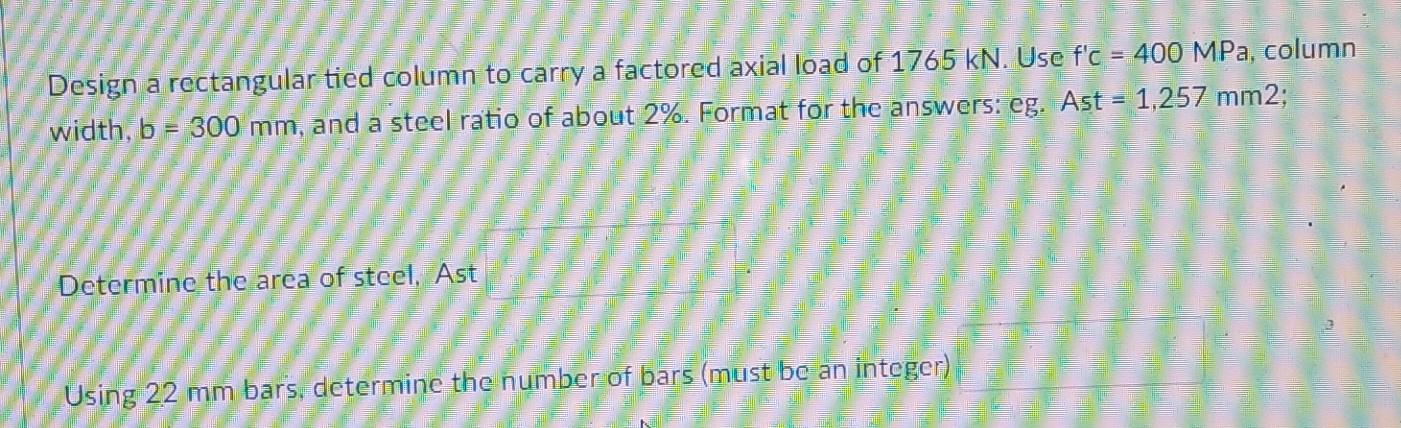 Solved Design a rectangular tied column to carry a factored | Chegg.com