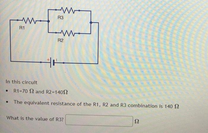 Solved R3 w um R1 R2 In this circuit R1=70 12 and R2-14012 | Chegg.com
