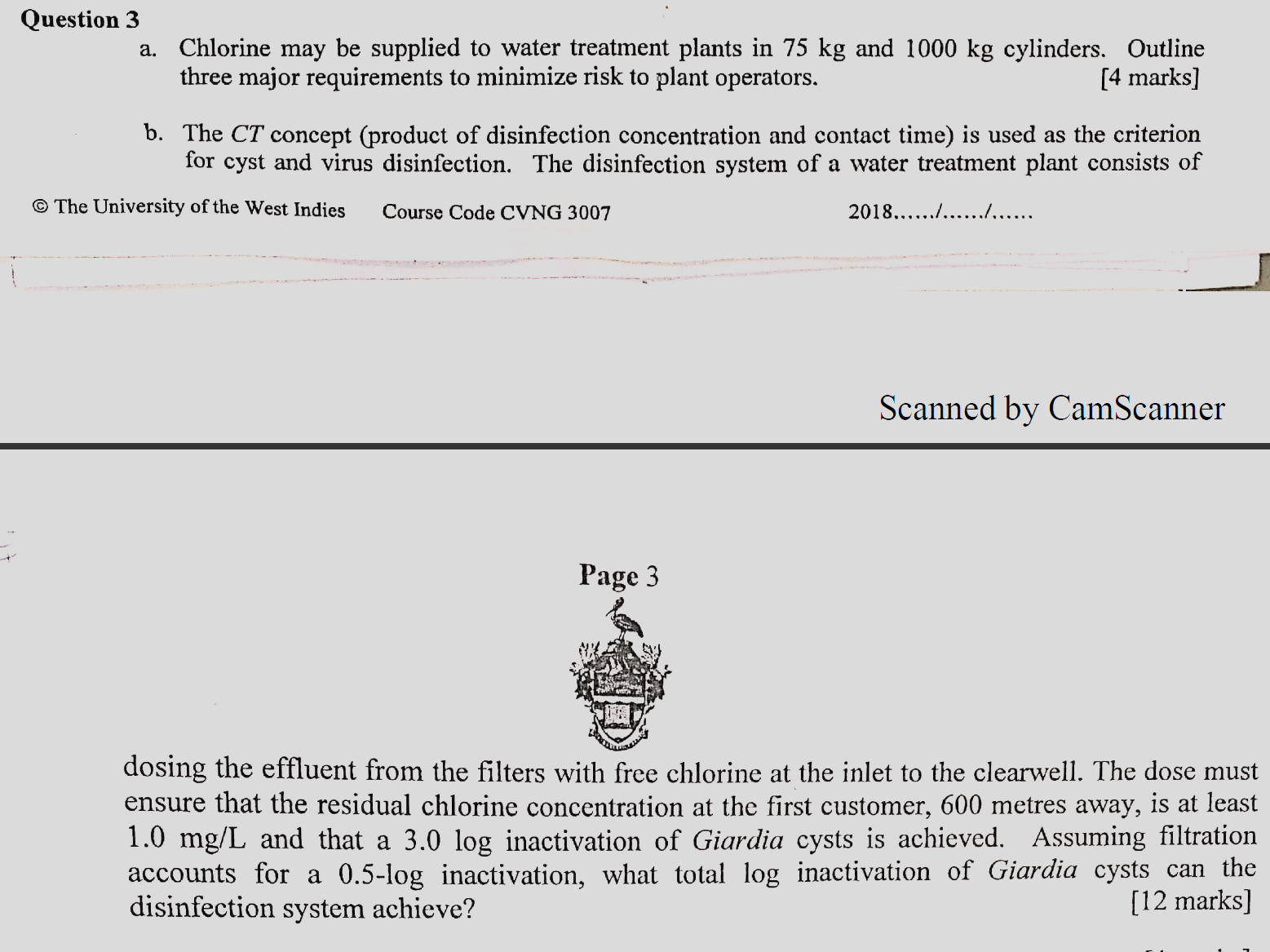 Solved dosing the effluent from the filters with free | Chegg.com