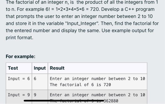 Solved The factorial of an integer n, is the product of all | Chegg.com