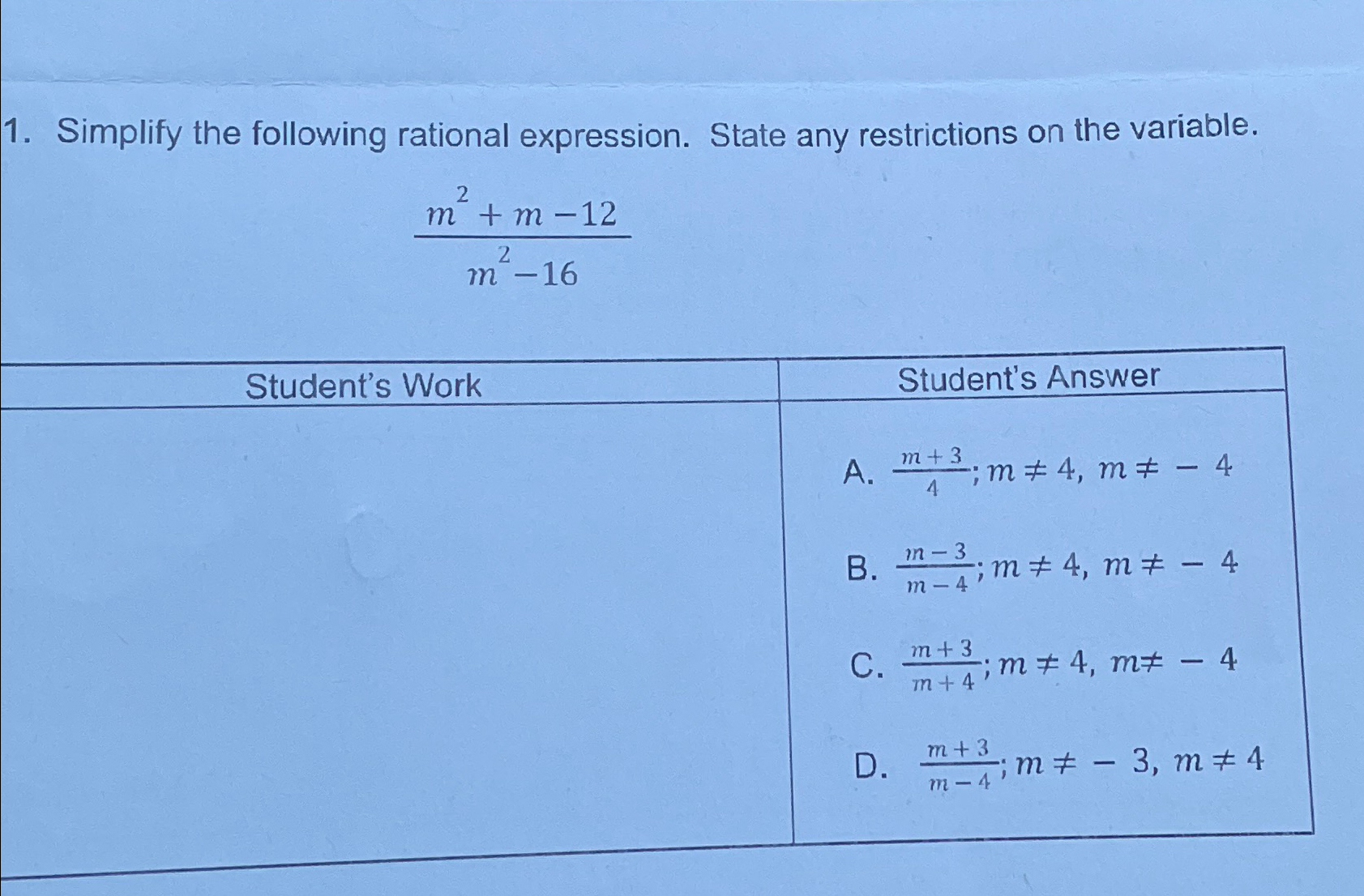 Solved Simplify the following rational expression. State any | Chegg.com
