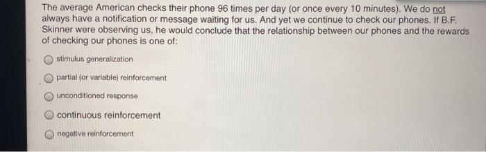 Solved The average American checks their phone 96 times per | Chegg.com