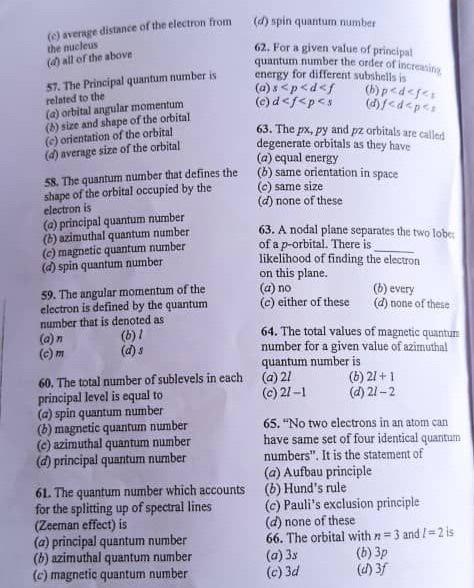 Solved 117. An element with atomic number equal to one, | Chegg.com