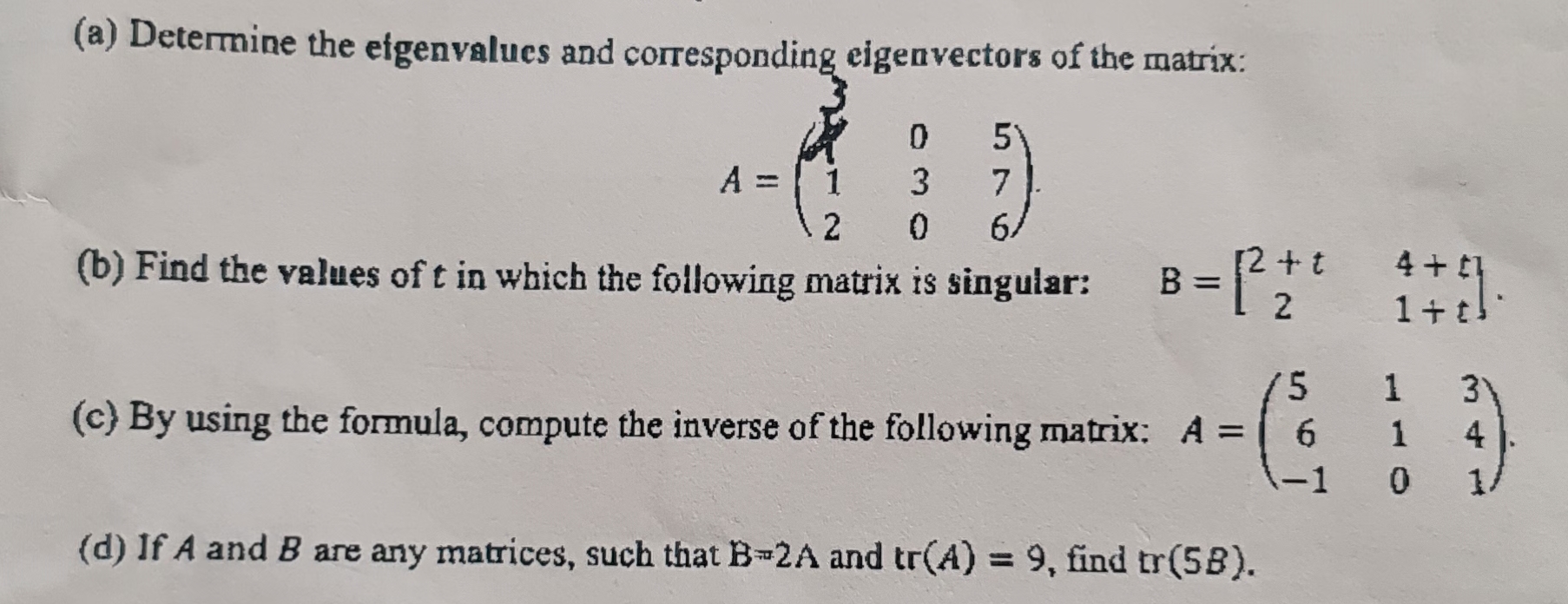 Solved (a) ﻿Determine the efgenvalucs and corresponding | Chegg.com