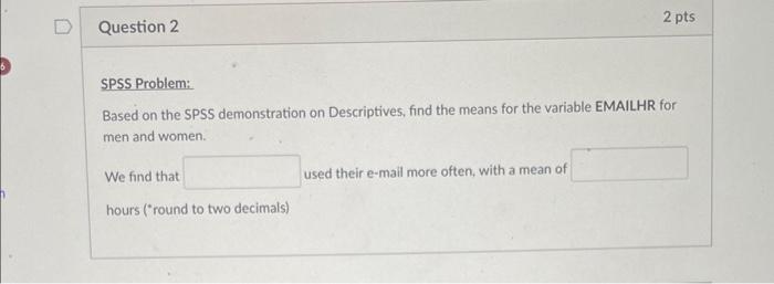 SPSS Problem: Based on the SPSS demonstration on | Chegg.com