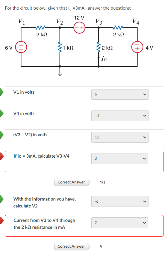 Solved For the circuit below, given that I0=3mA, ﻿answer the | Chegg.com