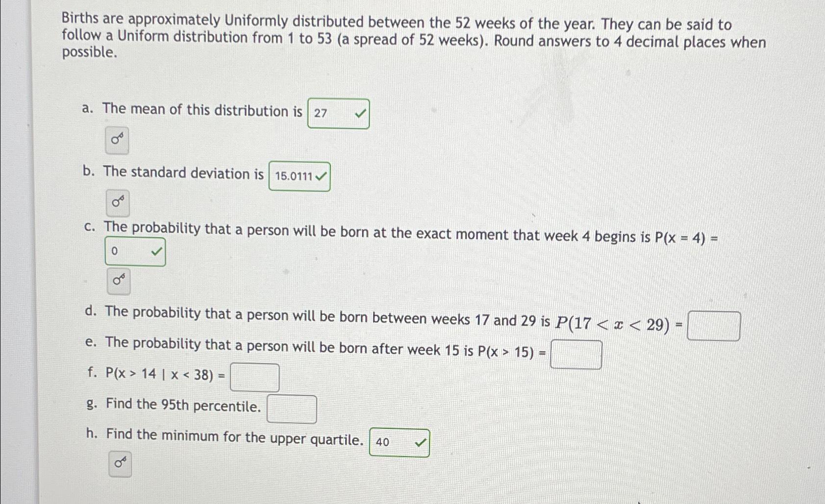 Solved Births are approximately Uniformly distributed | Chegg.com