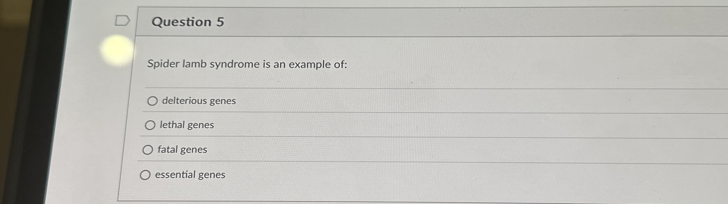 Solved Question 5Spider lamb syndrome is an example | Chegg.com