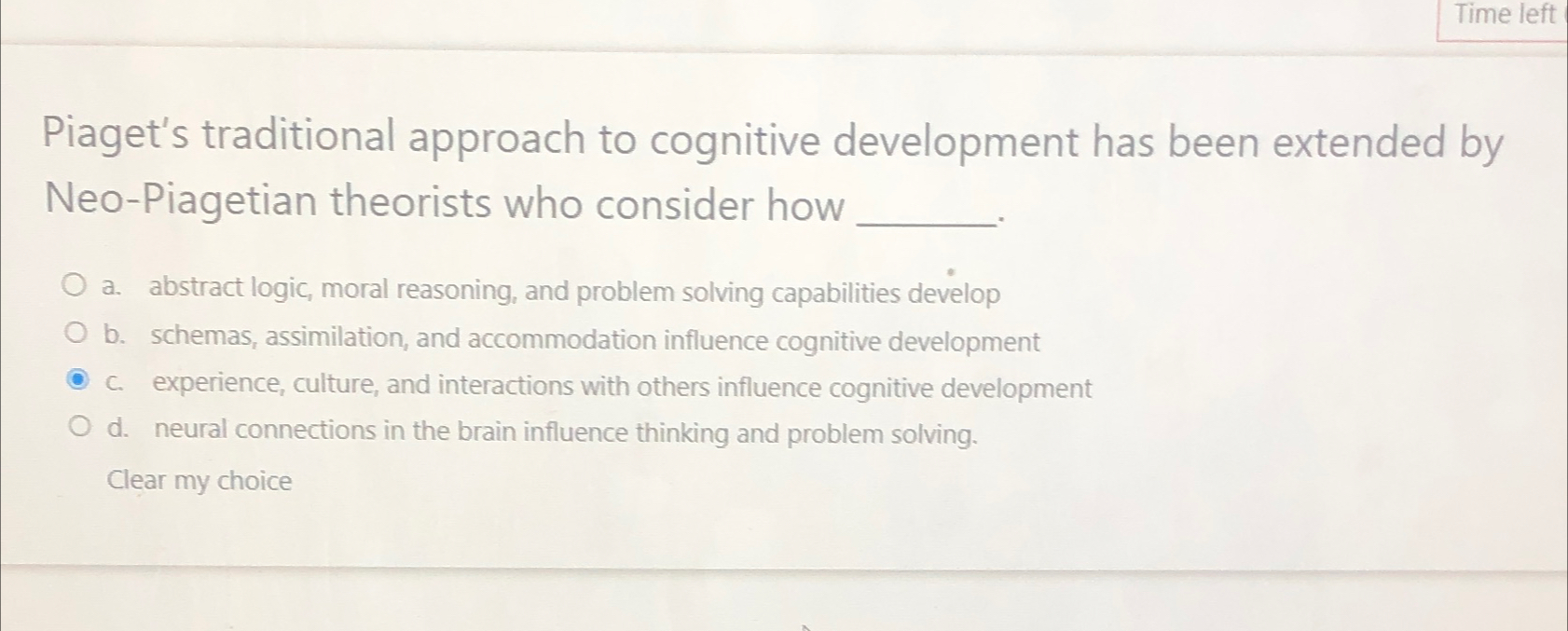 Solved Piaget's traditional approach to cognitive | Chegg.com