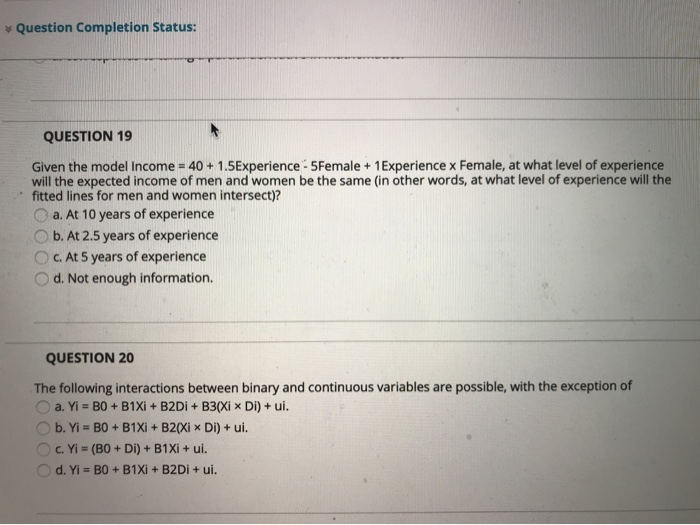 Solved Question Completion Status: QUESTION 19 Given the | Chegg.com