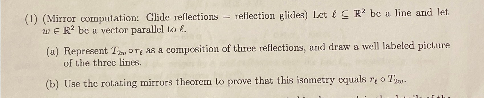 Solved (1) (Mirror computation: Glide reflections = | Chegg.com