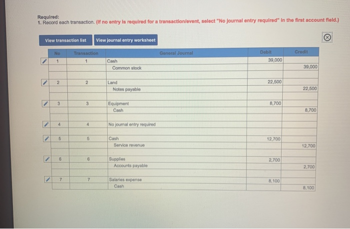 Solved Exercise 2-19 Record transactions, post to | Chegg.com