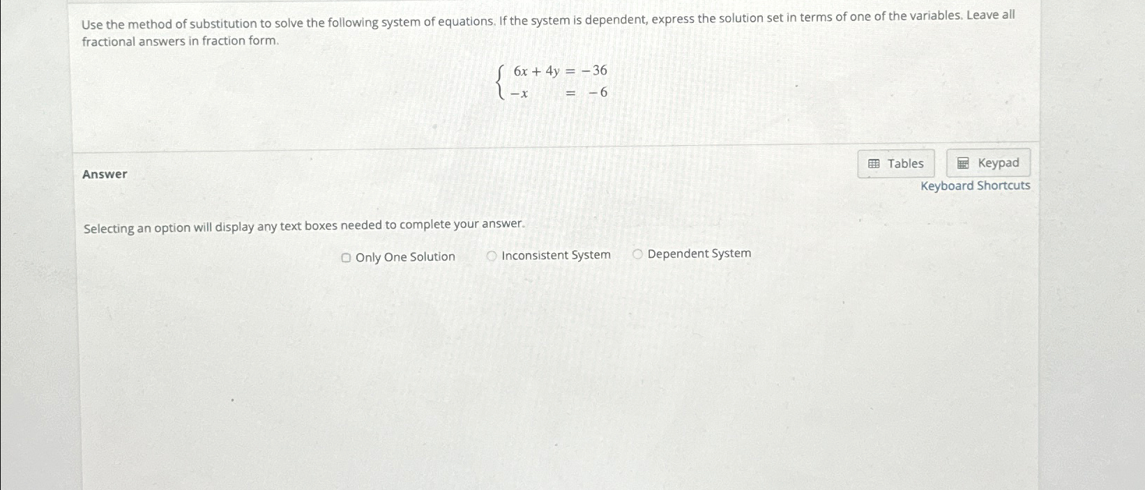 Solved Use the method of substitution to solve the following | Chegg.com