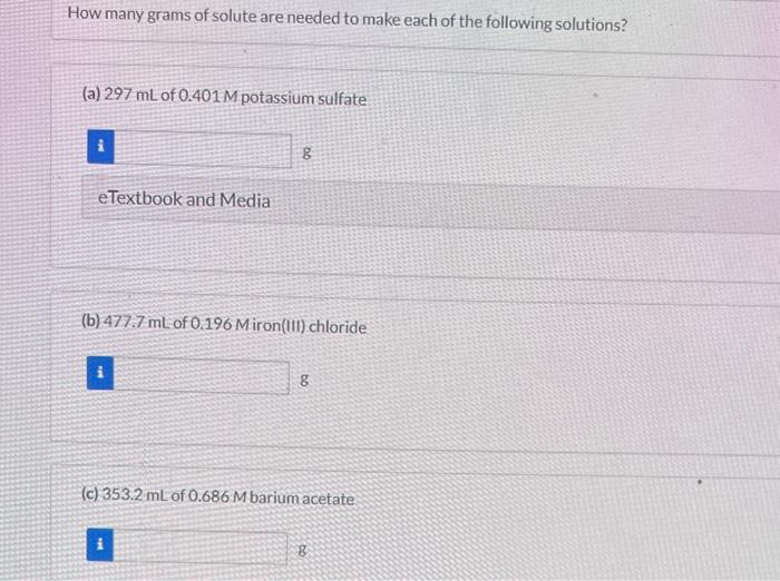 Solved How many grams of solute are needed to make each of | Chegg.com