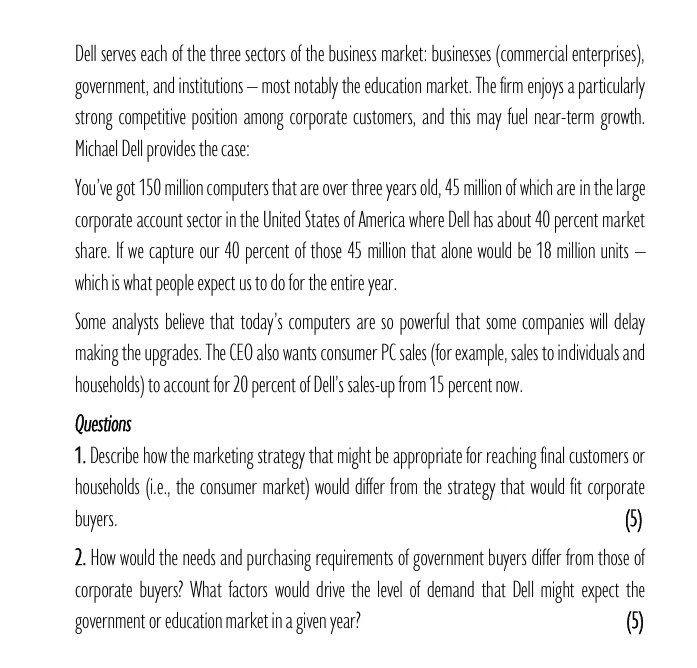 Solved Case Analysis Dell Computer Started famously in | Chegg.com