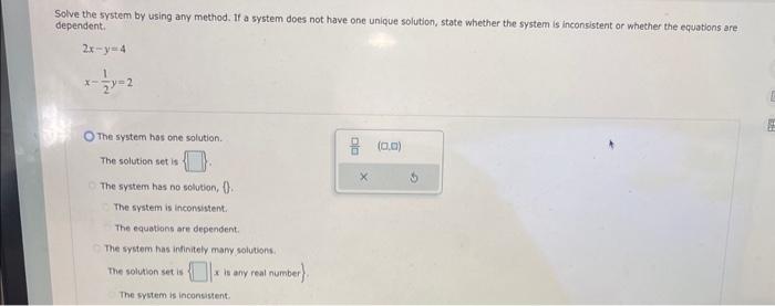 [Solved]: Solve the system of equations by using the substi