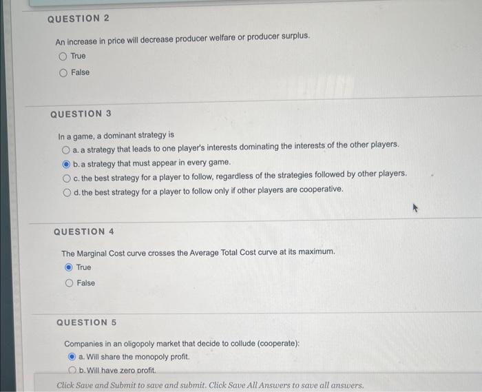 Solved An increase in price will decrease producer welfare | Chegg.com