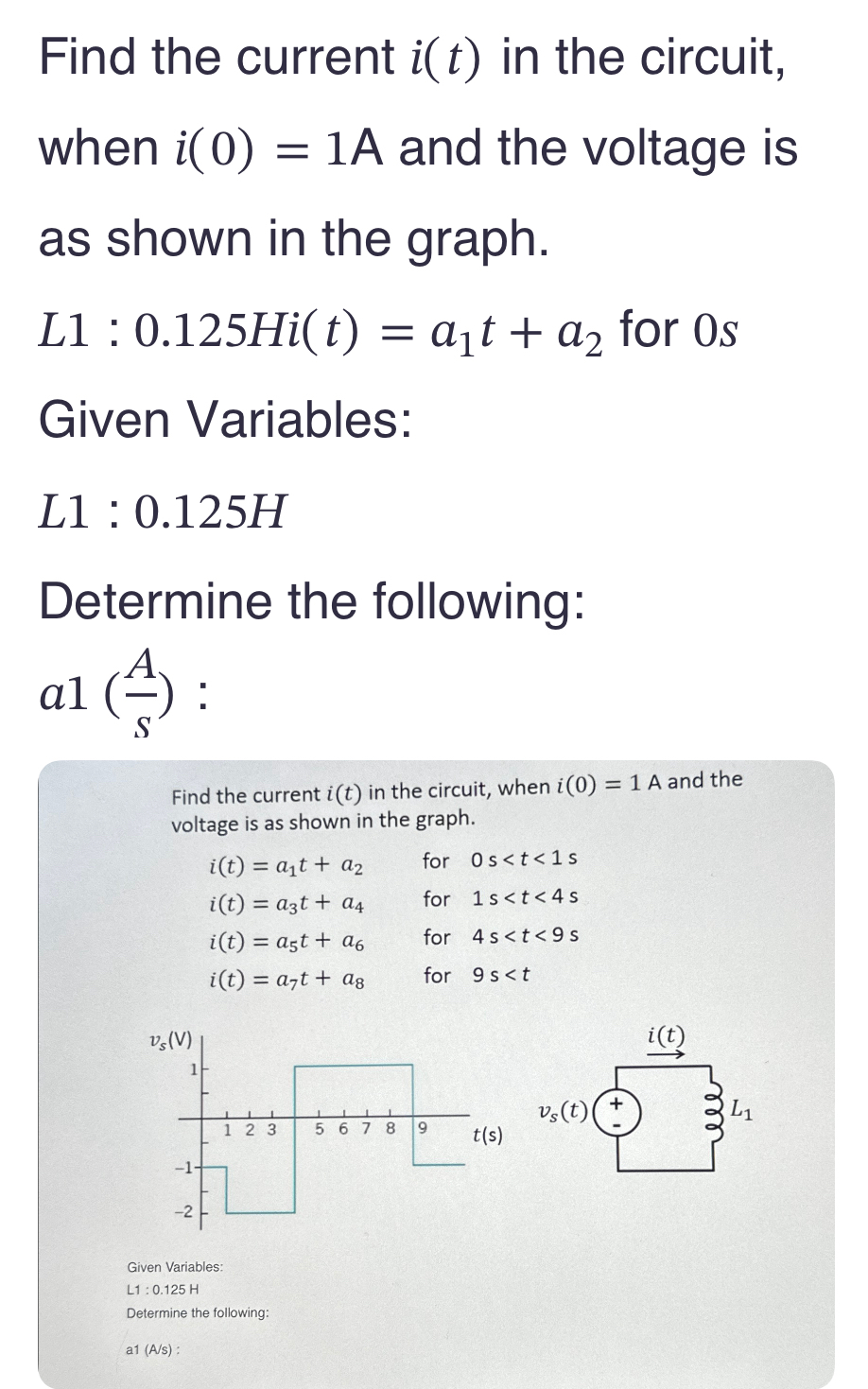 Solved Find the current i(t) ﻿in the circuit, when i(0)=1A | Chegg.com