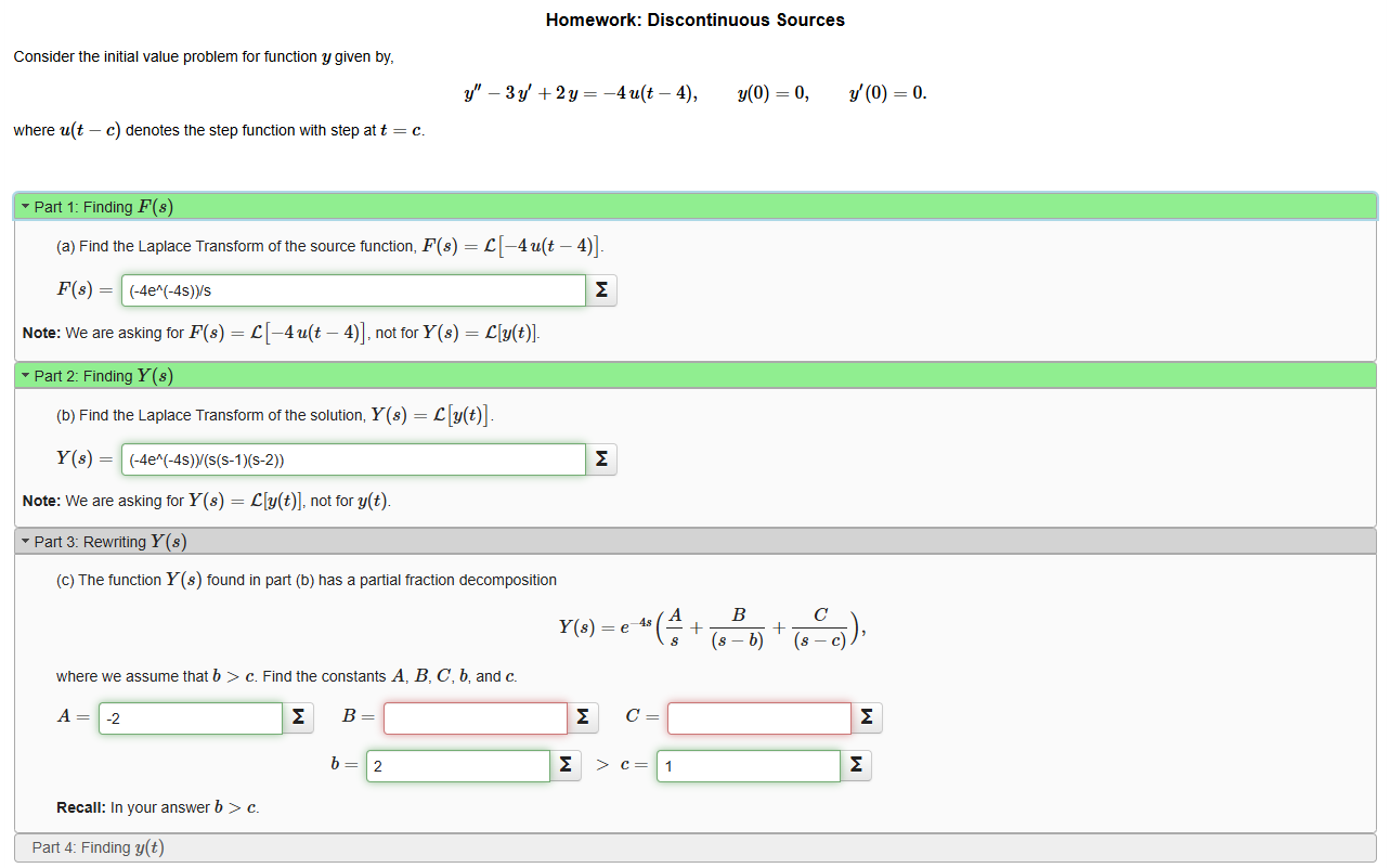 Solved Homework: Discontinuous SourcesConsider the initial | Chegg.com