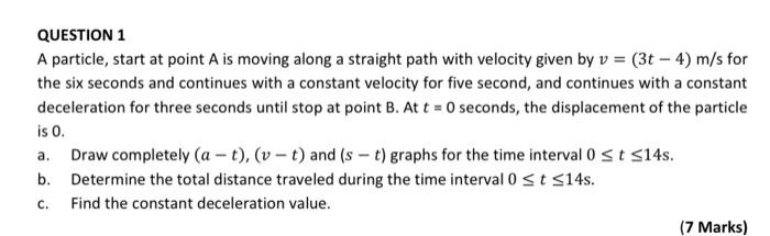 Solved QUESTION 1 A particle, start at point A is moving | Chegg.com