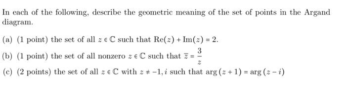 Solved In each of the following, describe the geometric | Chegg.com