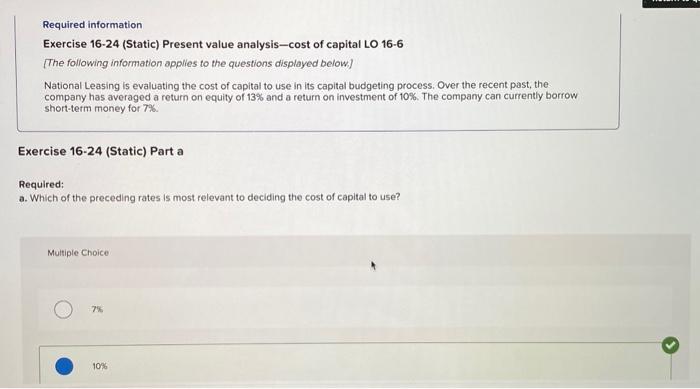 Solved Required information Exercise 16-24 (Static) Present | Chegg.com