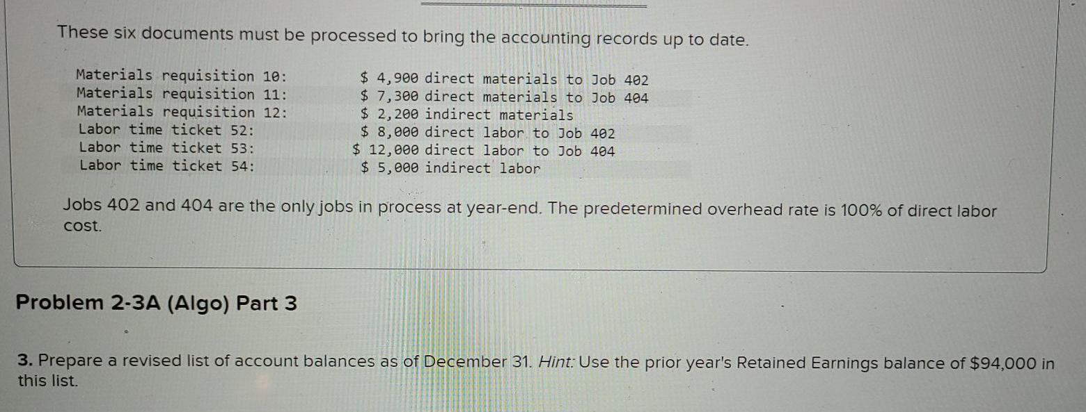 Solved Problem 2-3A (Algo) Computing and recording job | Chegg.com