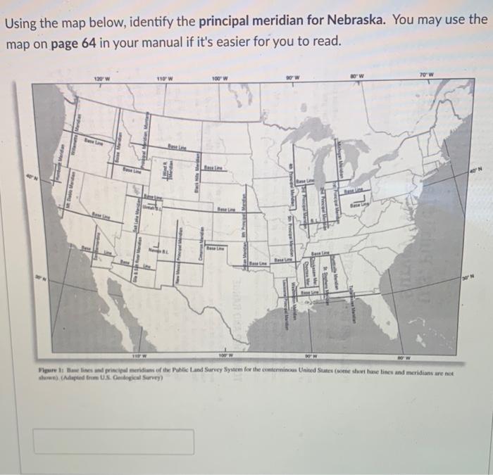 Solved Using the map below, identify the principal meridian | Chegg.com