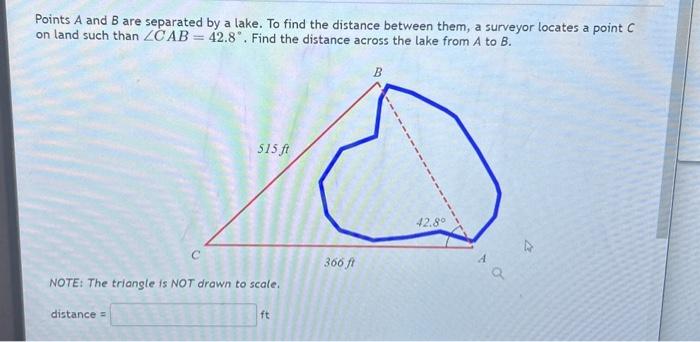 Solved Points A and B are separated by a lake. To find the | Chegg.com
