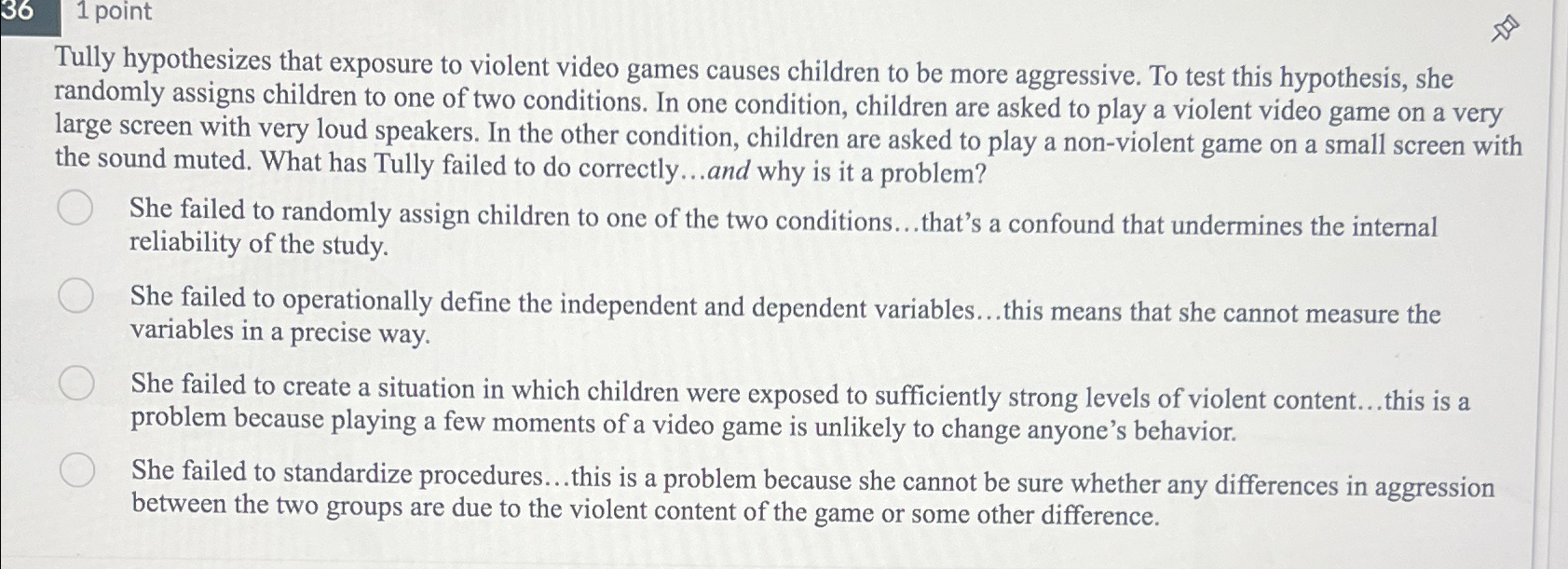 Solved 1 ﻿pointTully hypothesizes that exposure to violent | Chegg.com