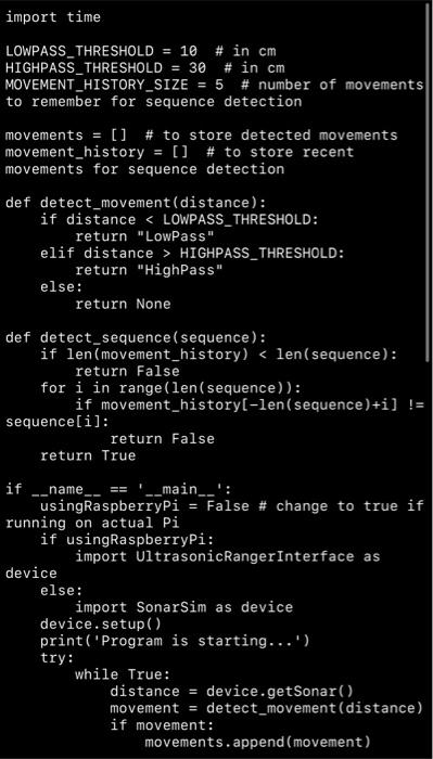 Solved Reset sequence!") print("Detected HighPass- elif | Chegg.com