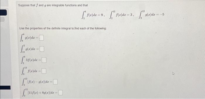 Solved Suppose that f and g are integrable functions and | Chegg.com