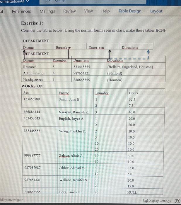 Solved exercise 1: Consider the tables below. Using the | Chegg.com