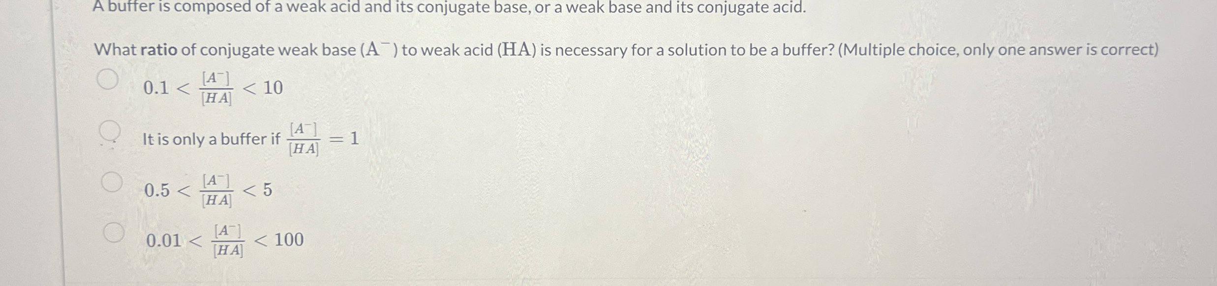 Solved A buffer is composed of a weak acid and its conjugate | Chegg.com