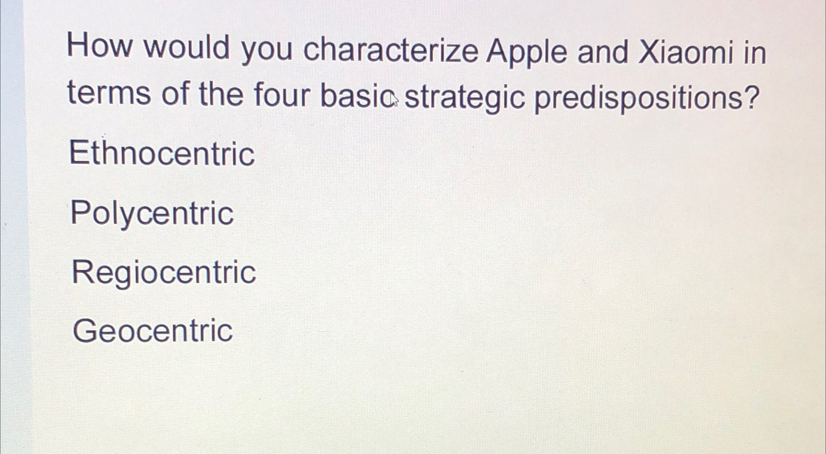 Solved How would you characterize Apple and Xiaomi in terms | Chegg.com