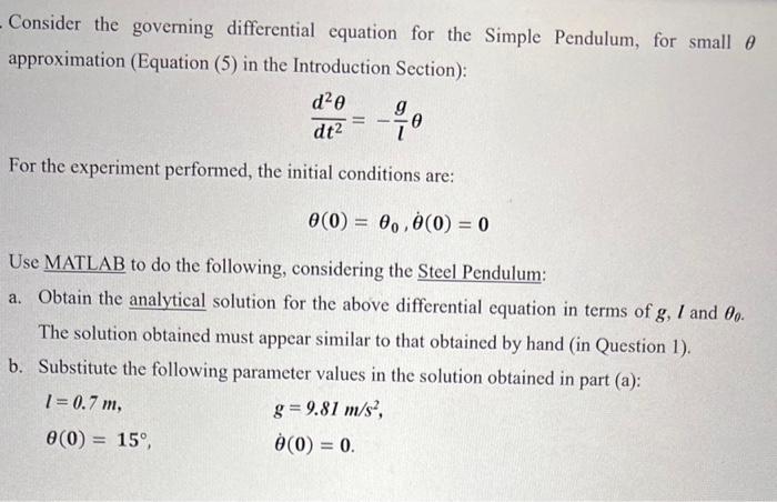 Solved Consider the governing differential equation for the | Chegg.com