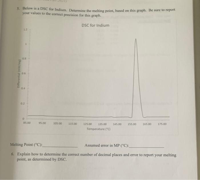 Solved 5. Below is a DSC for Indium. Determine the melting | Chegg.com