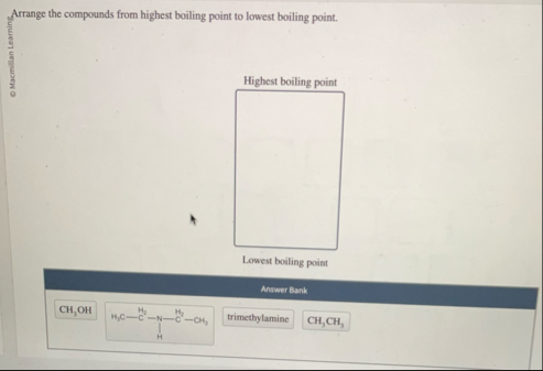 Solved Arrange the compounds from highest boiling point to | Chegg.com