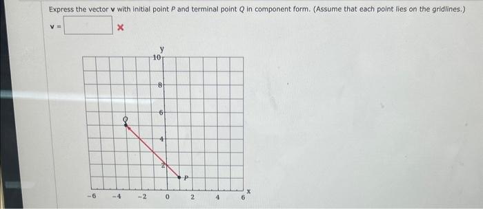 Solved Express the vector v with initial point P and | Chegg.com