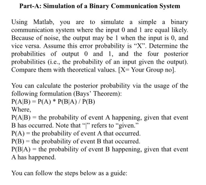Solved Part A Simulation Of A Binary Communication System 1704
