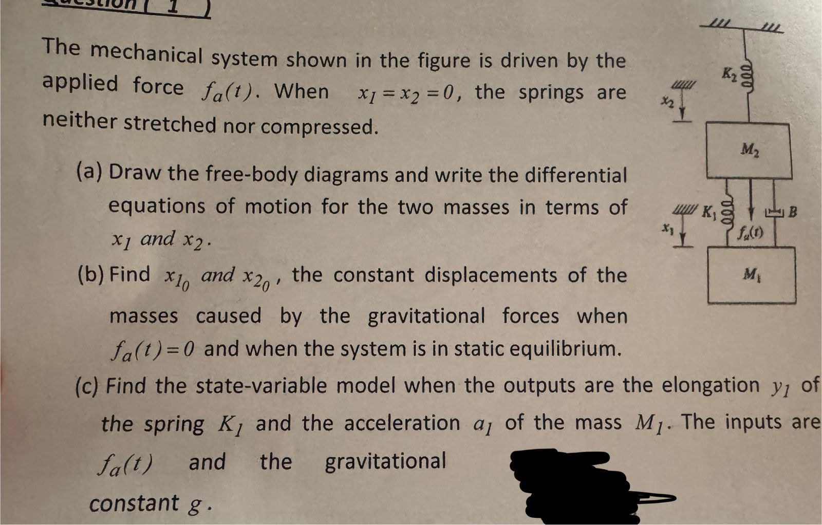 Solved The mechanical system shown in ﻿the figure is ﻿driven | Chegg.com