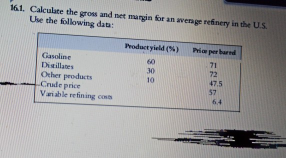 Solved 16.1. Calculate the gross and net margin for an | Chegg.com