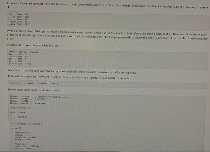 Solved Write A Progam Named Lab3cpp That Reads A Ntename 