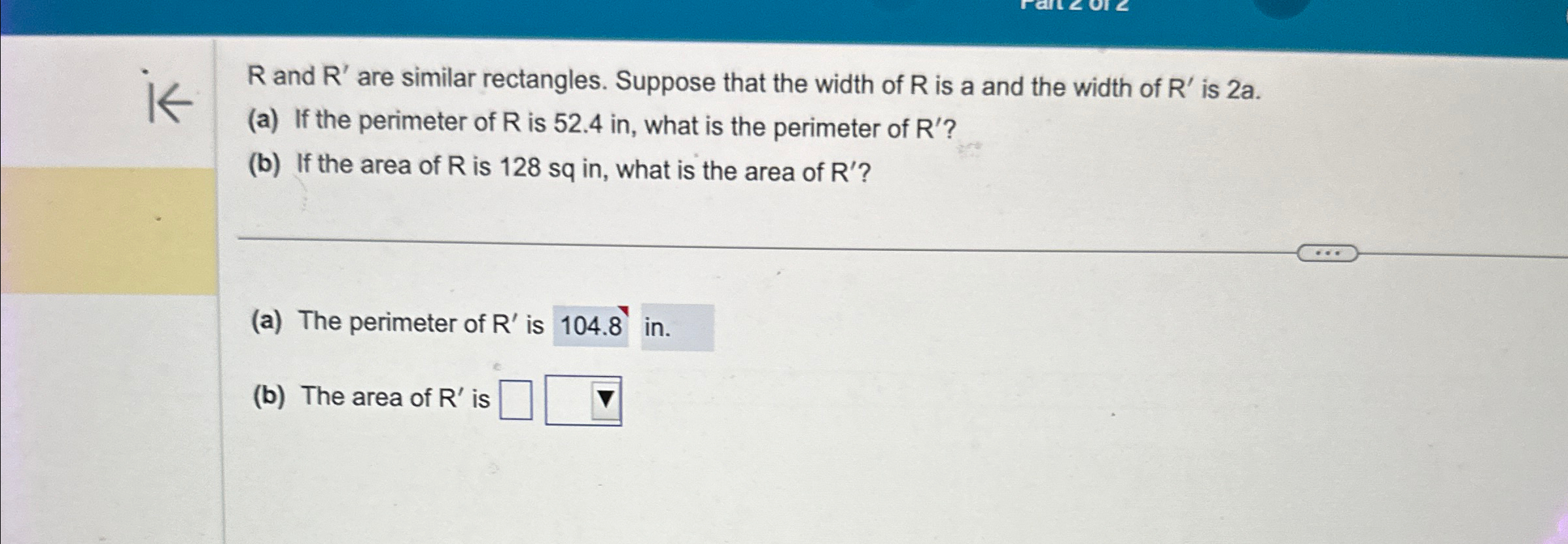 Solved R ﻿and R' ﻿are similar rectangles. Suppose that the | Chegg.com
