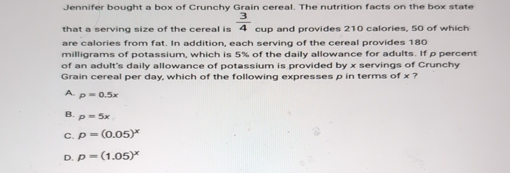 Solved Jennifer bought a box of Crunchy Grain cereal. The | Chegg.com